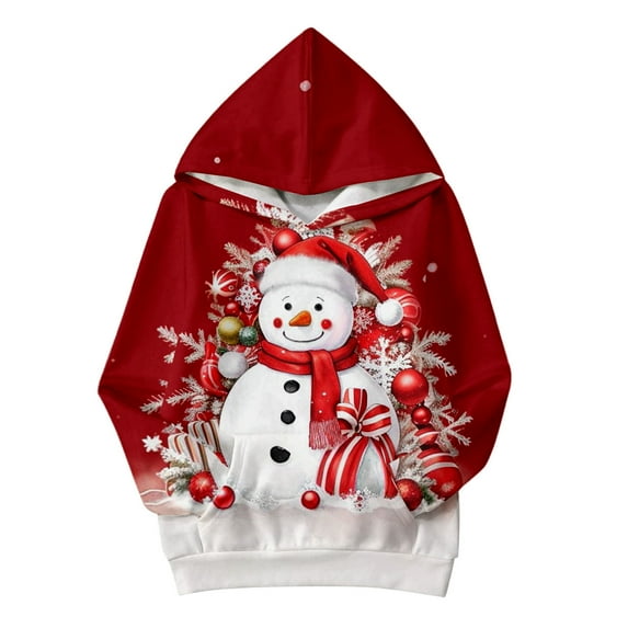 Christmas Girls Sweatshirt Oversized Reindeer Cartoon Prints Hoodie ...