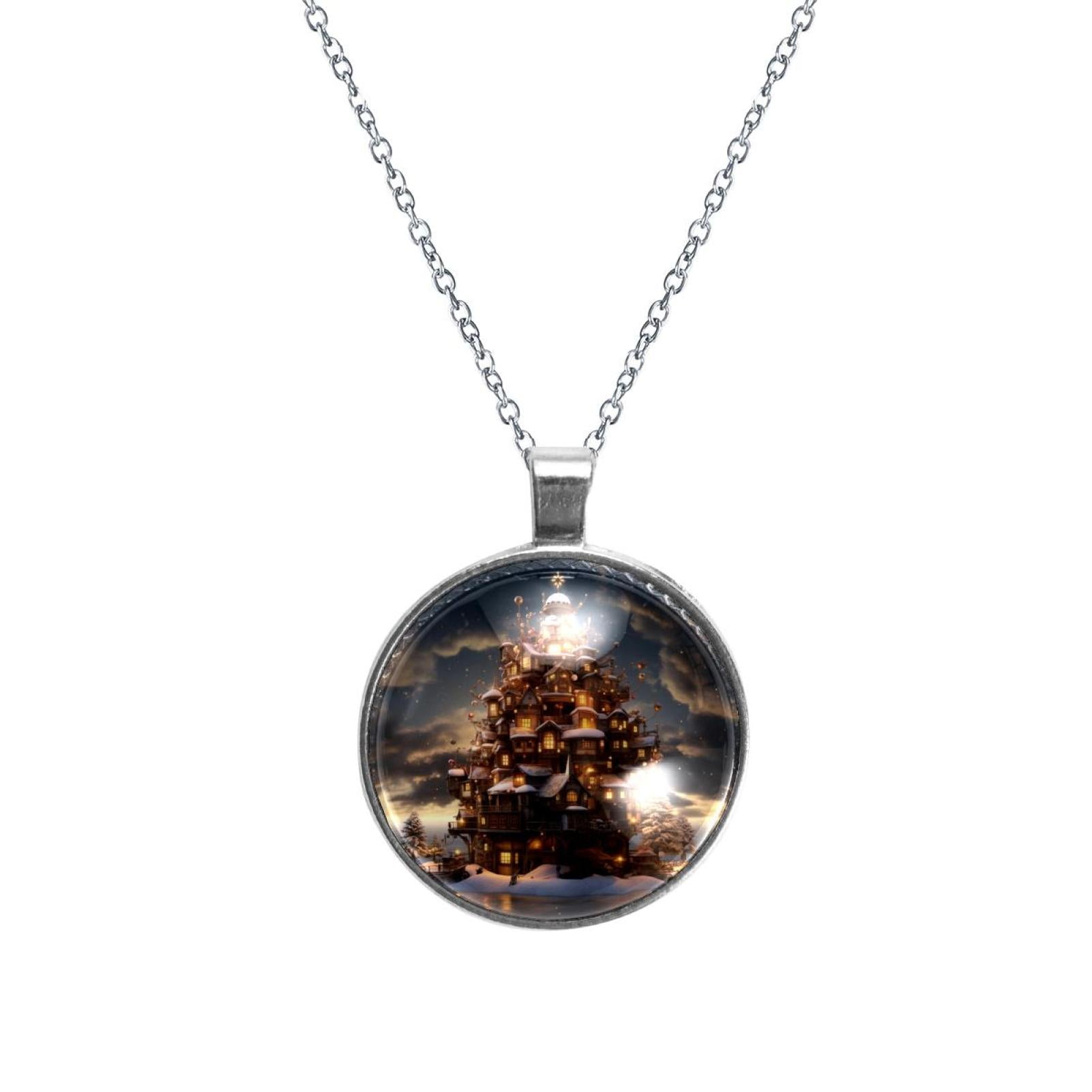 Christmas Glass Circular Pendant Necklace - Stylish Women's Jewelry ...