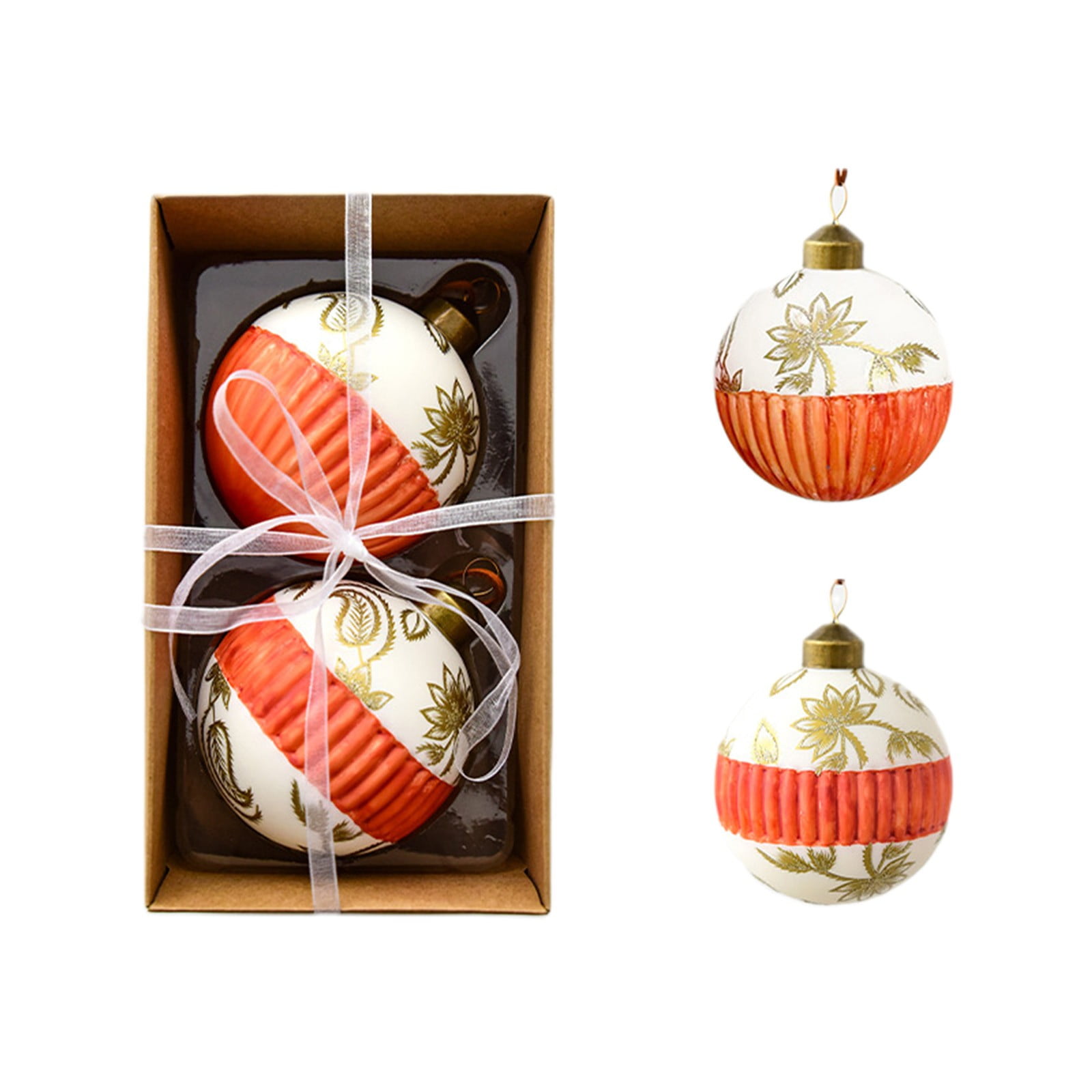 Christmas Glass Ornaments Set | Shiny Glitter Hanging Balls | Festive ...