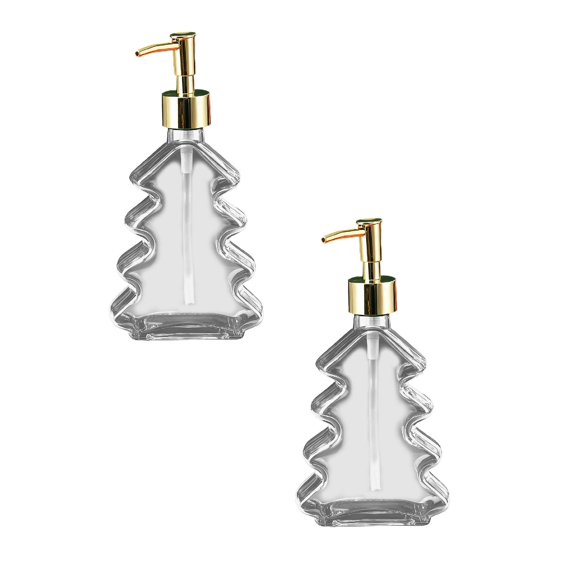 Christmas Glass Soap Dispenser Set, 2PCS Frosted Empty Bottles with ...
