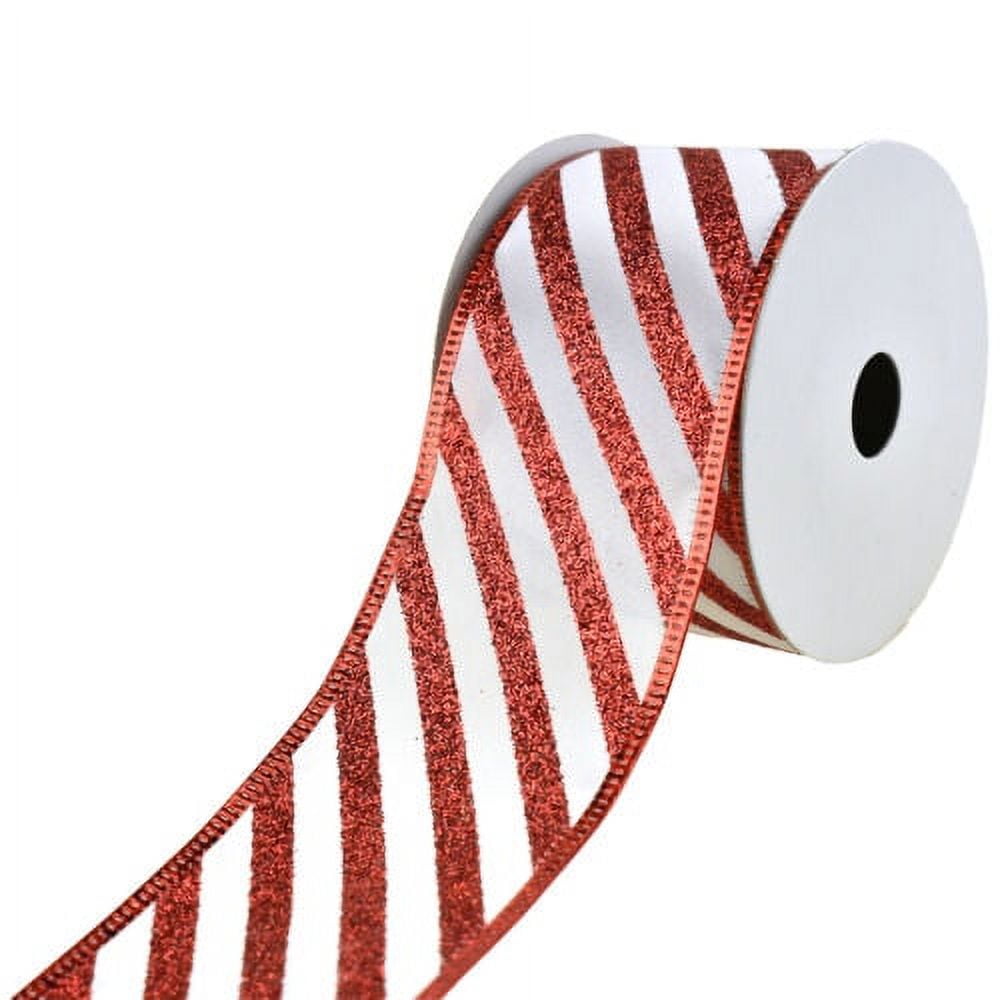 Walmart Christmas Glitter Holiday Stripes Wired Ribbon, 2.5-Inch, 10 ...