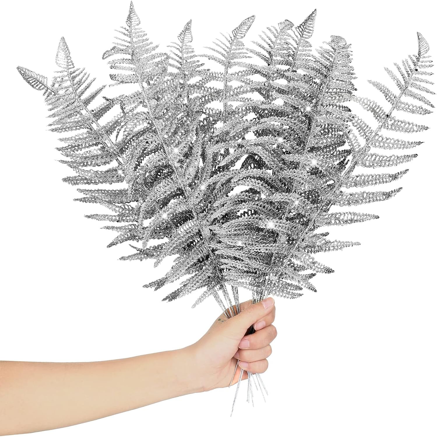 Christmas Glitter Leaves Artificial Tropical Leaf Christmas Tree Sprays Glitter Leaf Garland ...