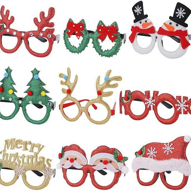 Christmas Glitter Party Glasses Frame, Xmas Novelty Eyeglasses for ...