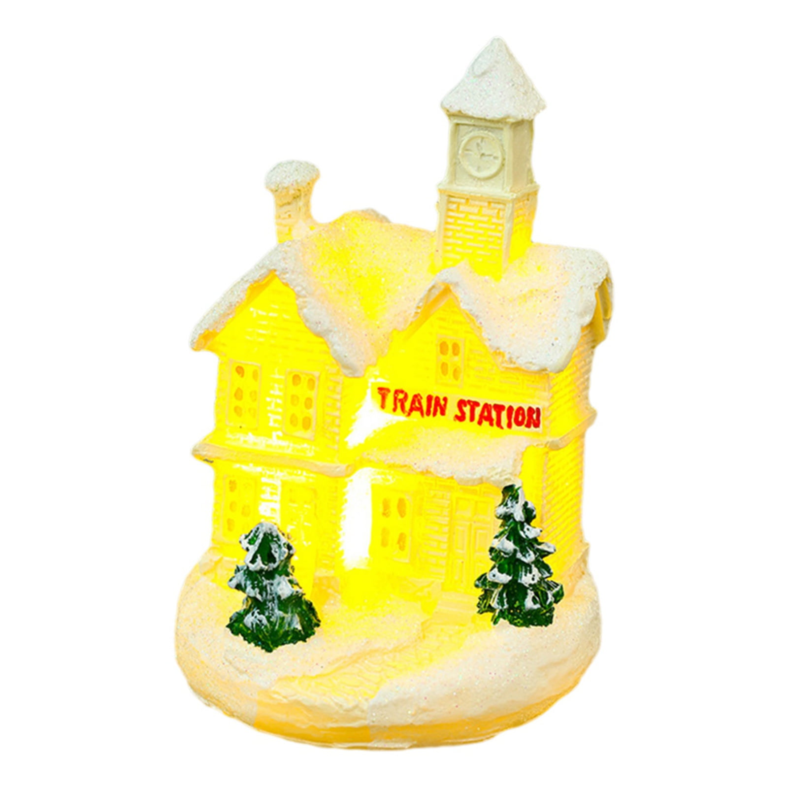 Christmas Glowing House Christmas Decoration Resin Yellow Small House ...