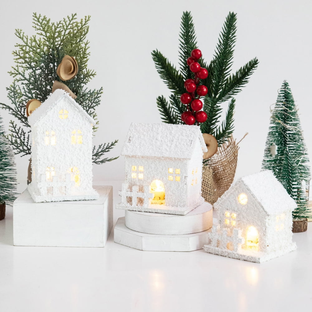 Christmas Glowing Wooden White House, Light up Statue Christmas Hanging ...