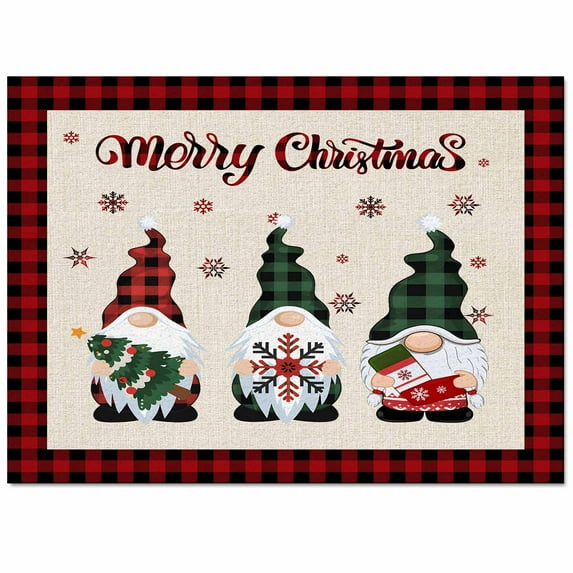 Christmas Gnome Area Rug 2.7x5ft Xmas Dwarfs Snowflakes Retro Linen ...