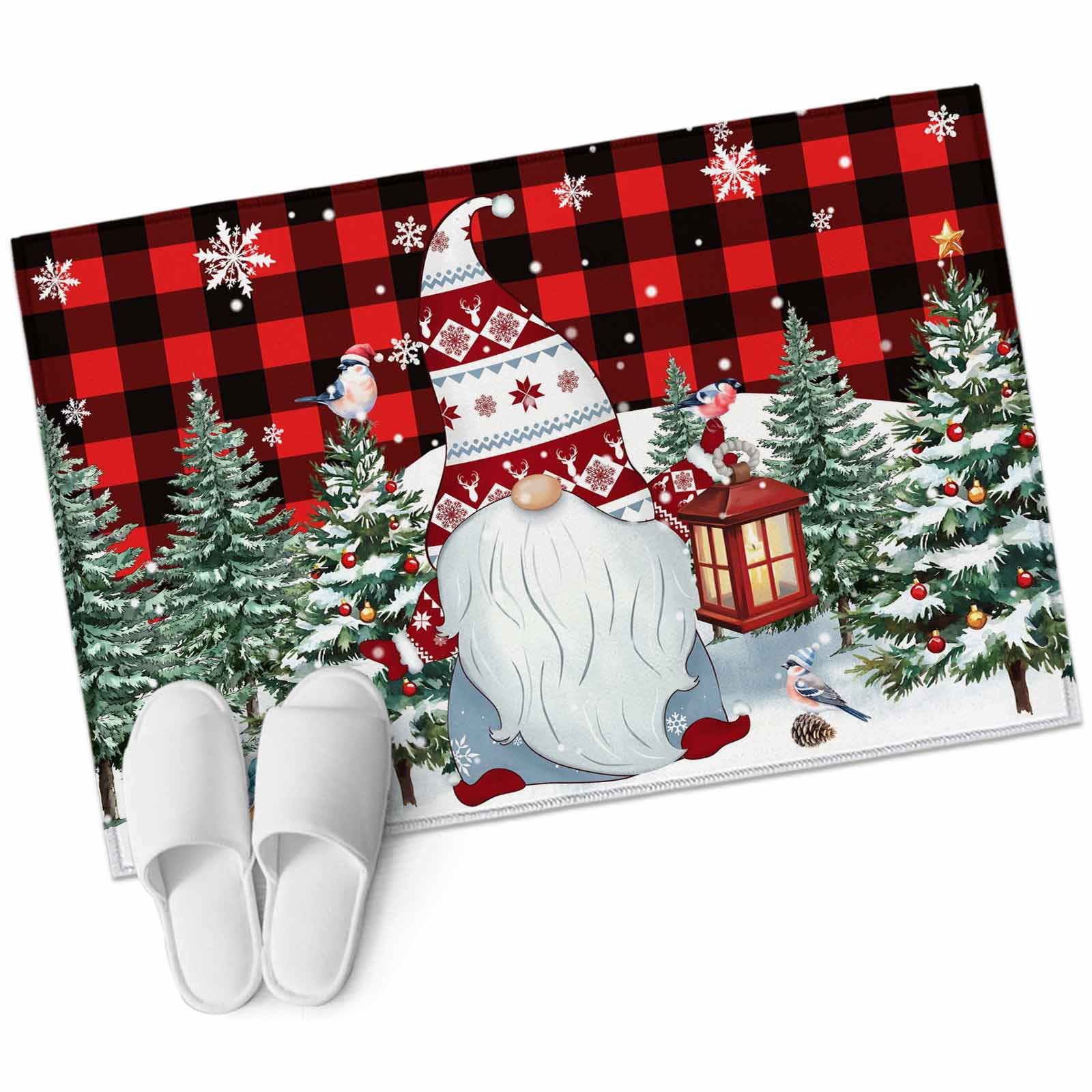 Christmas Gnome Area Rug 2x3ft Winter Xmas Trees Bird Snowflakes Red ...