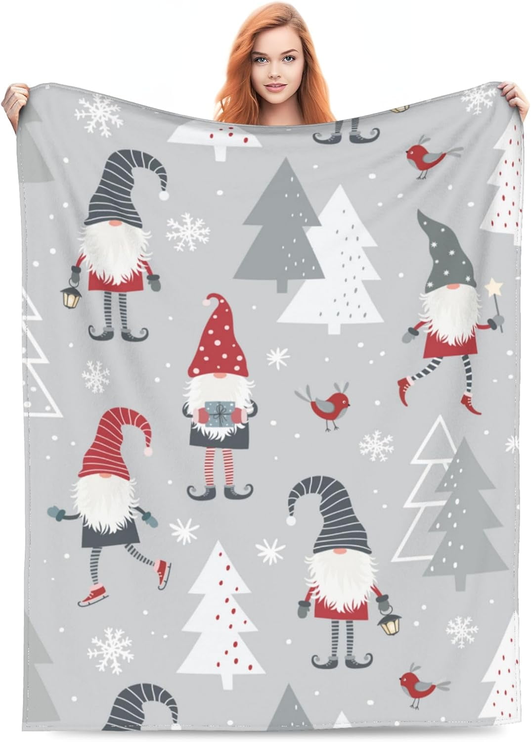 Christmas Gnome Blanket Trees Throw Blankets Soft Warm Lightweight Cozy ...