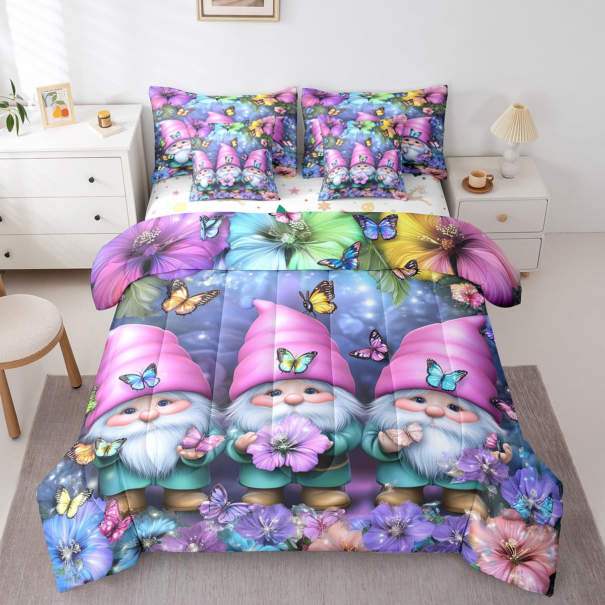 Christmas Gnome Comforter Set 7 Piece Bed in a Bag Twin,Cartoon Santa ...
