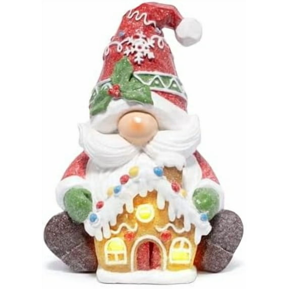 Christmas Gnome Figurine with Gingerbread House | Holiday Elf ...