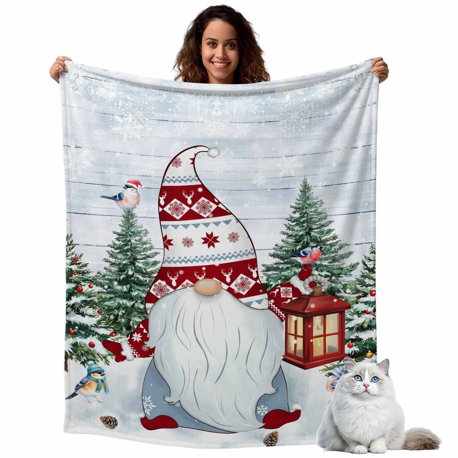Christmas Gnome Flannel Blanket for Bed,Travel and Camping, Winter Xmas ...