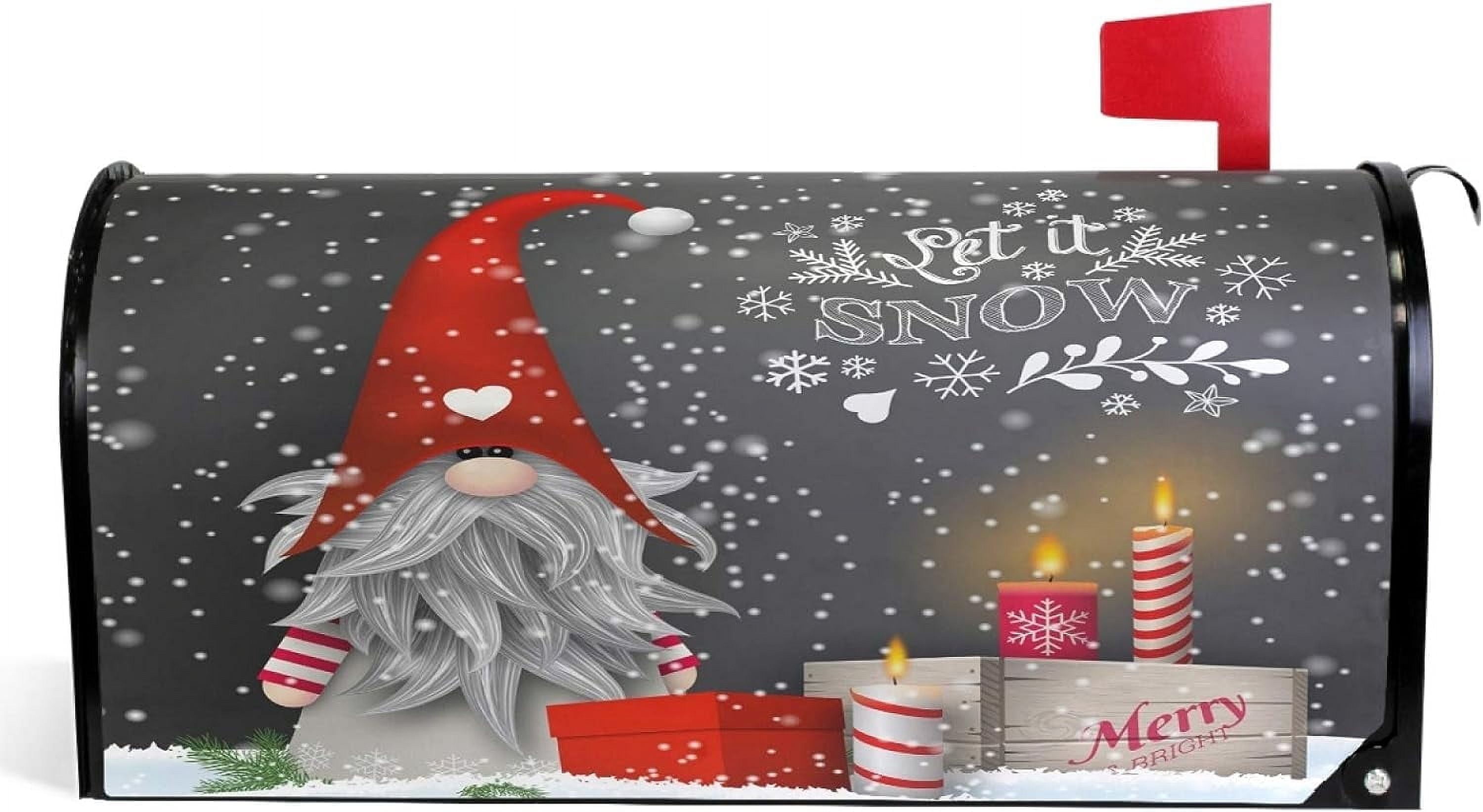 Christmas Gnome Mailbox Covers Magnetic Winter Snowflakes Elf Mailbox ...