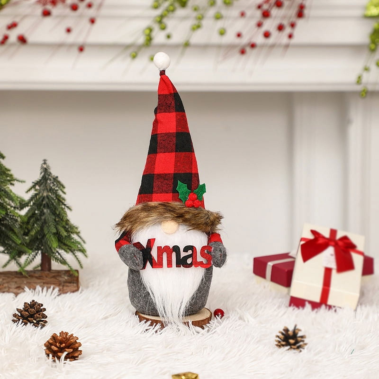 Christmas Gnome Plush Black Red Buffalo Plaid Hat Lucky Dwarf Christmas ...