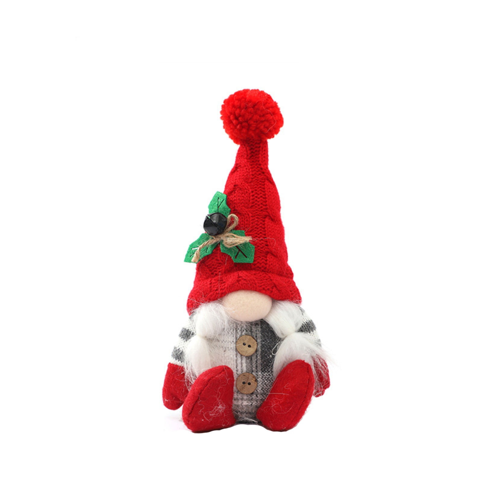 Christmas Gnome Plush Doll - 10" Knit Hat Sitting Decor with Golden ...