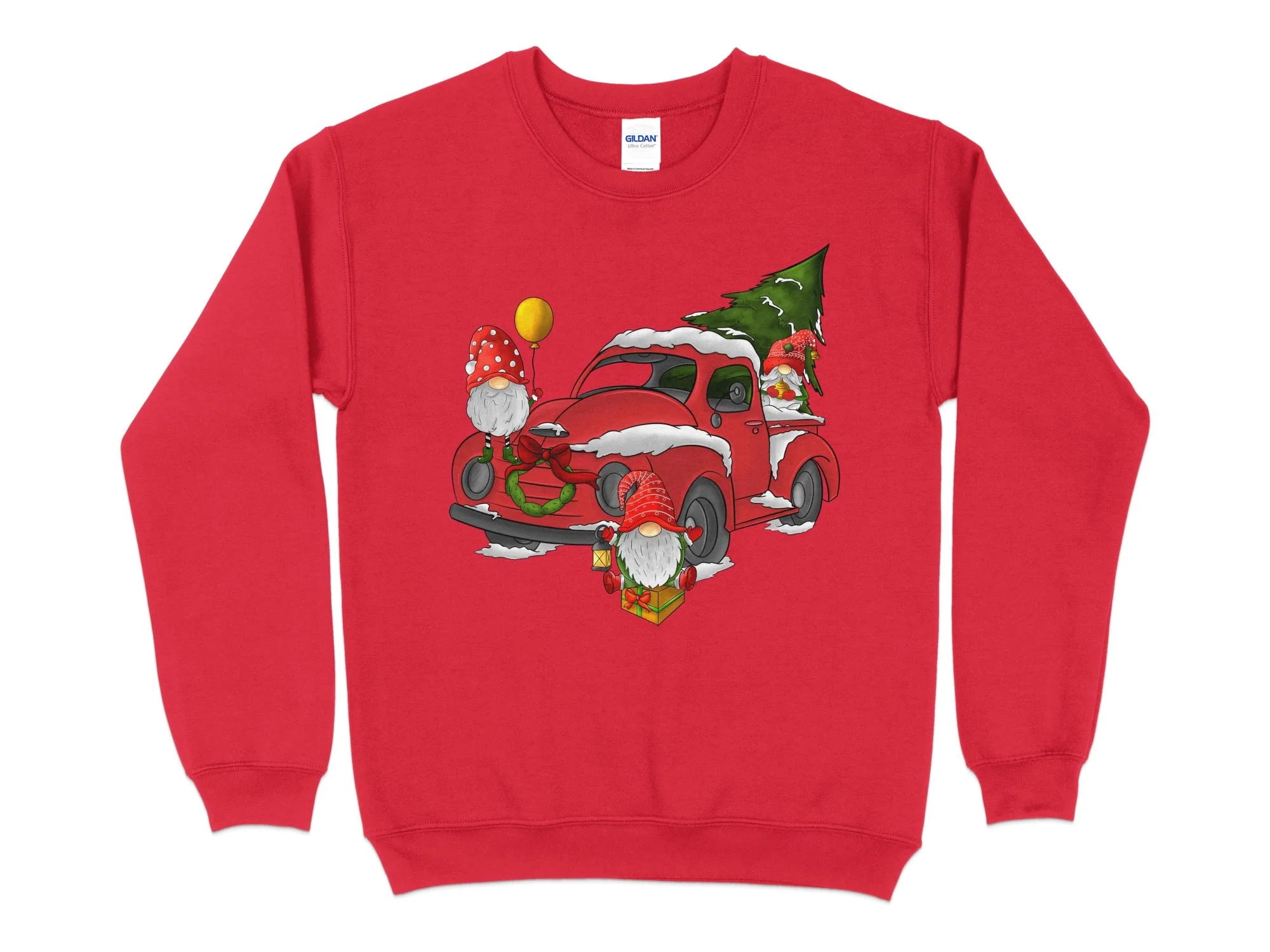 Christmas Gnome Red Truck Sweatshirt, Christmas Sweater, Gnome ...
