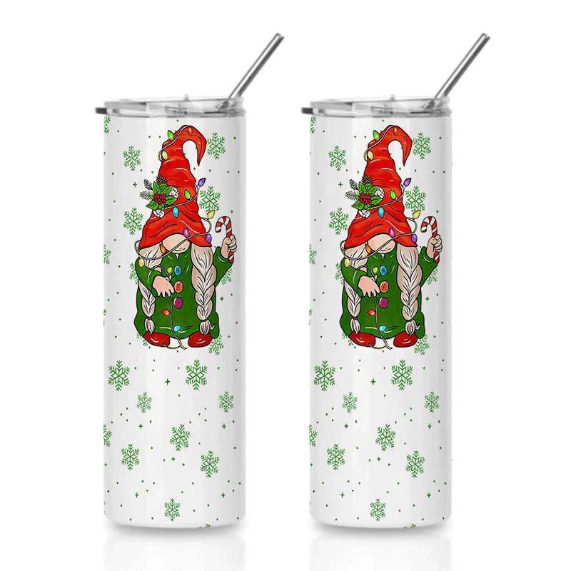 Christmas Gnome Stainless Steel Insulated Skinny Tumbler with Straw ...