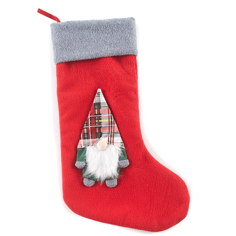 Christmas Gnome Stocking - Holiday Home Decor to Hang on Mantle - Red ...