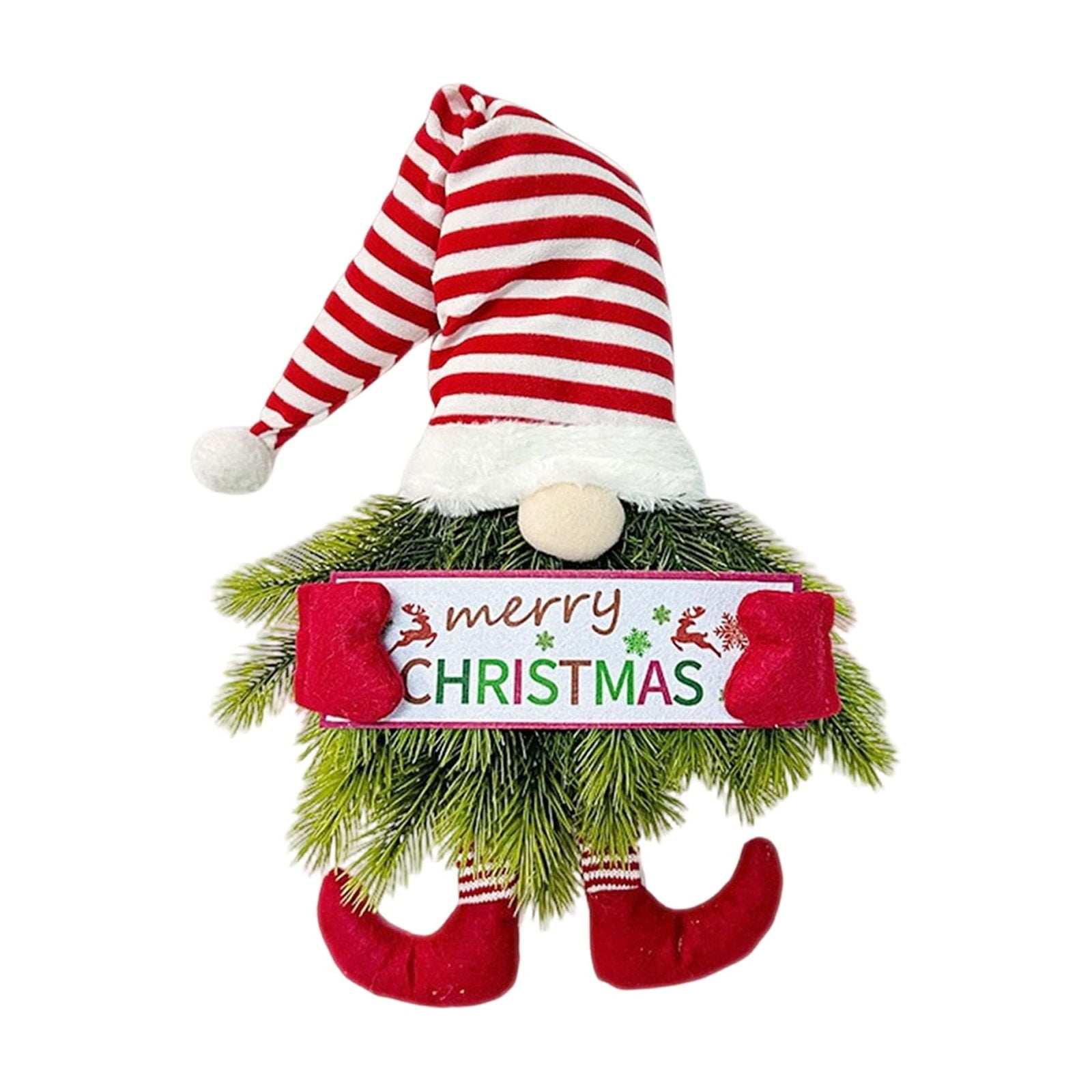 Christmas Gnome Wreath, Pine Needle & Fleece Hat Design With Adjustable ...