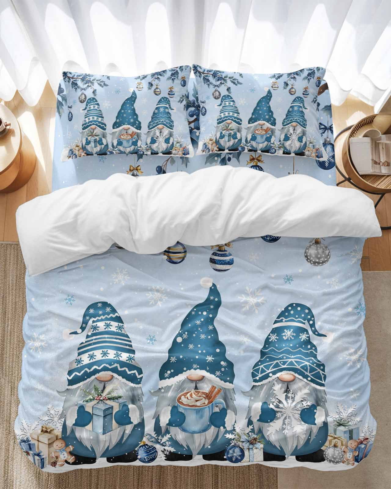 Christmas Gnomes Bedding Duvet Cover Set 4 Piece Twin Xmas Cute Gnomes ...
