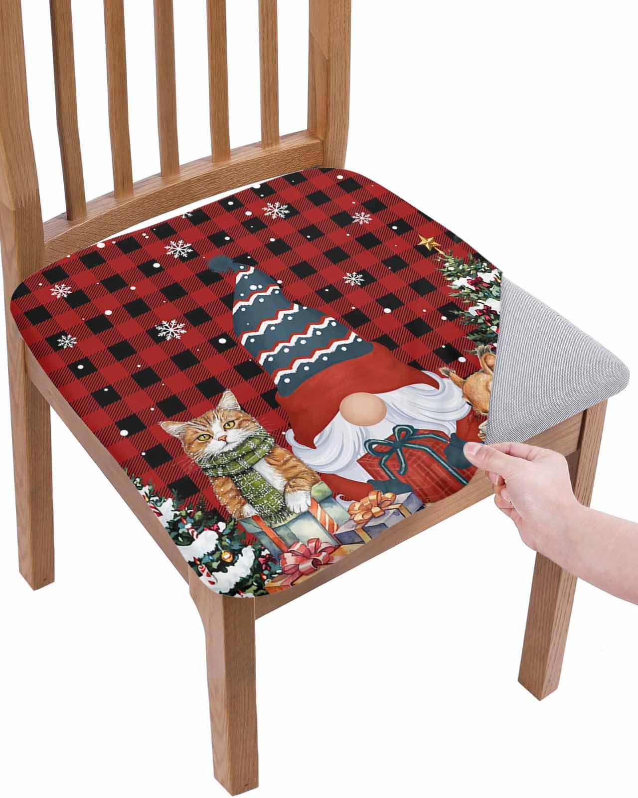 Christmas Gnomes Chair Seat Covers for Dining Room Stretch Chair Seat ...