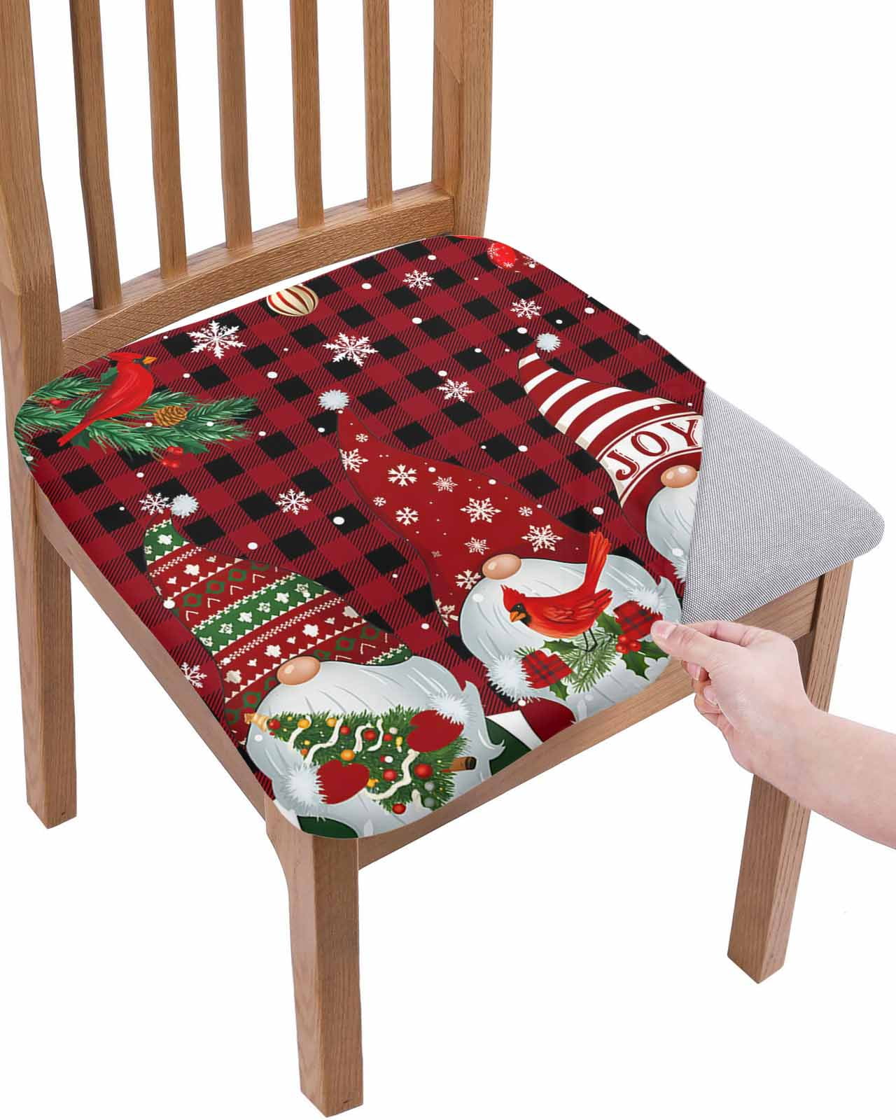 Christmas Gnomes Chair Seat Covers for Dining Room Stretch Chair Seat ...