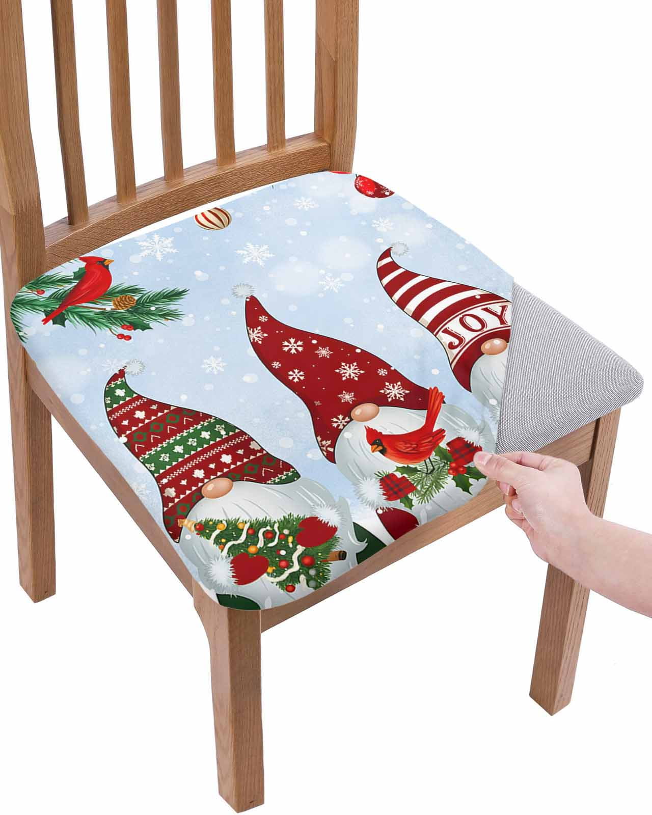 Christmas Gnomes Chair Seat Covers for Dining Room Stretch Chair Seat ...