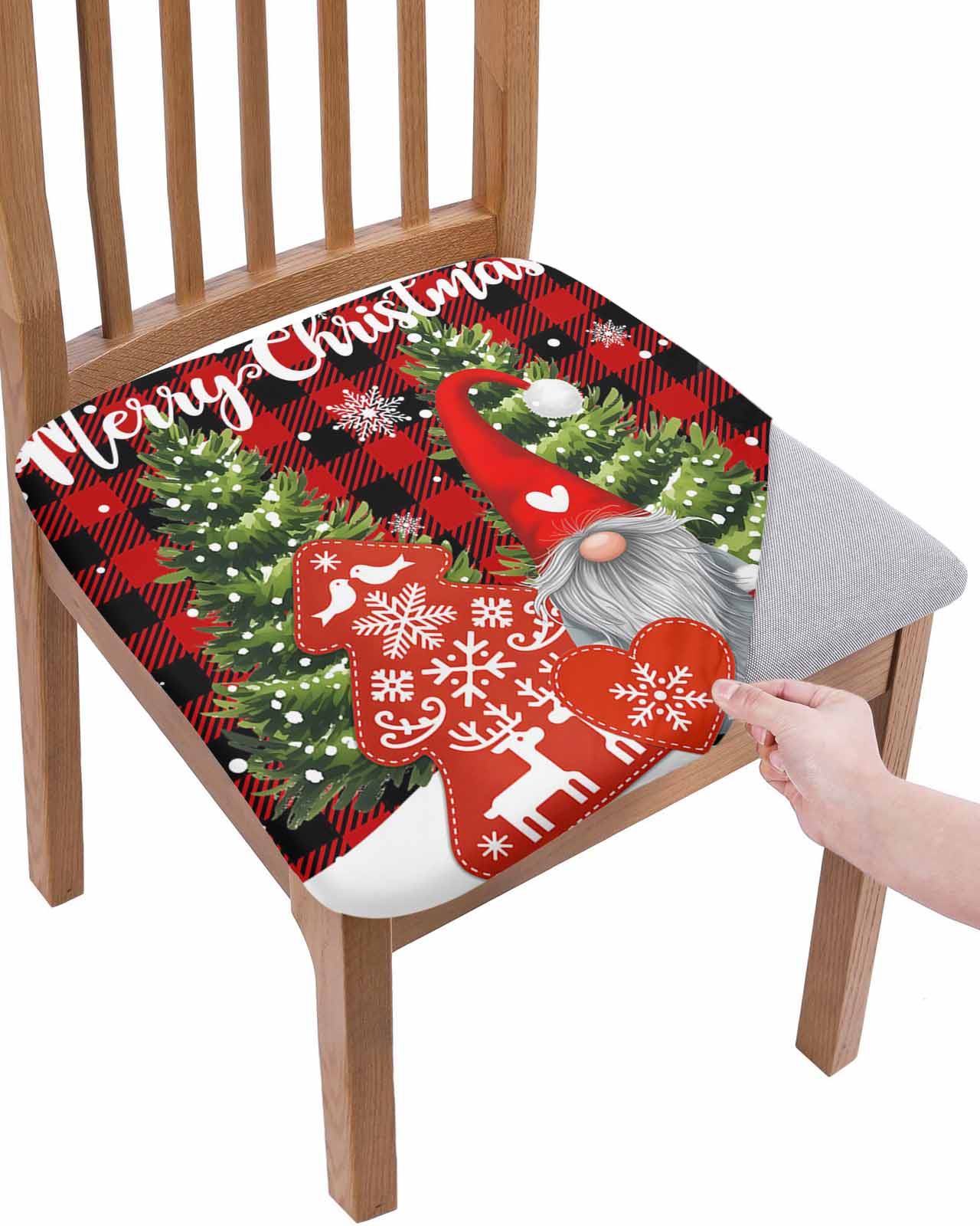 Christmas Gnomes Chair Seat Covers for Dining Room Stretch Chair Seat ...