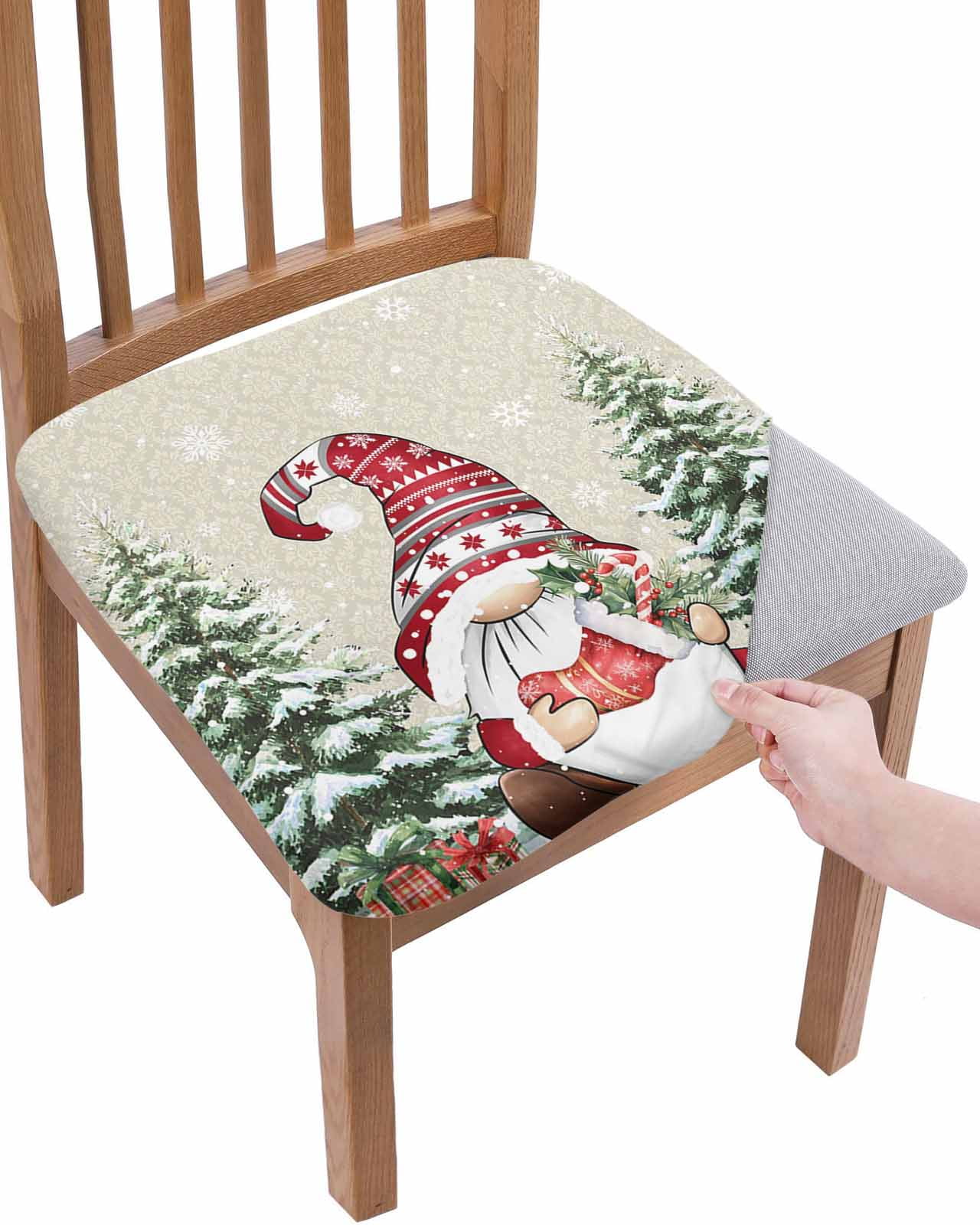 Christmas Gnomes Chair Seat Covers for Dining Room Stretch Chair Seat ...