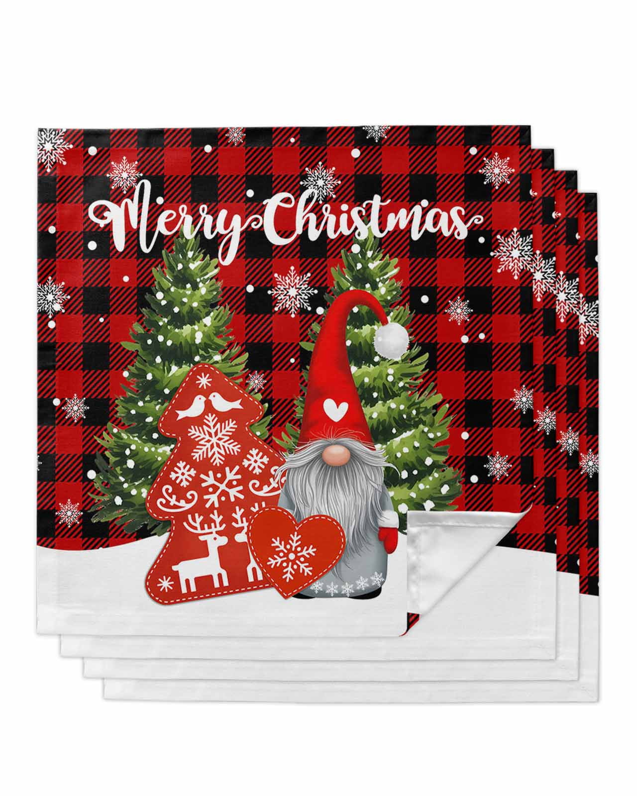 Christmas Gnomes Cloth Napkins Set of 4 Reusable Dinner Napkins, Red ...