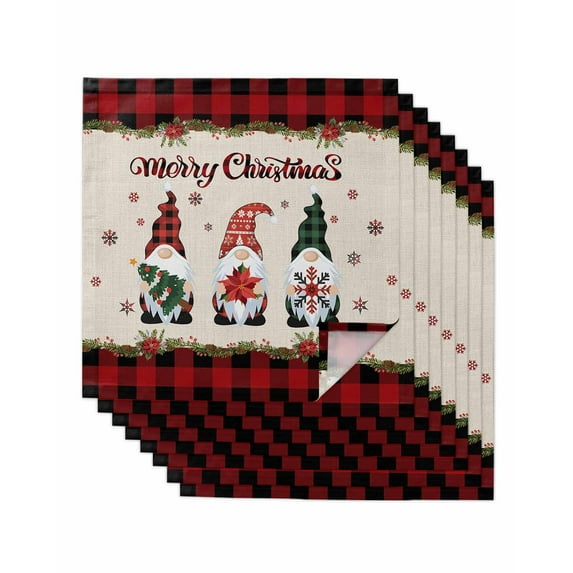 Christmas Gnomes Cloth Napkins Set of 8 Reusable Dinner Napkins, Red ...