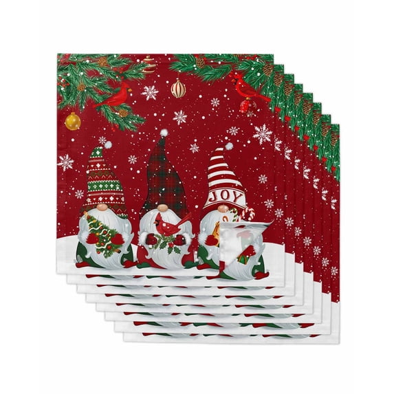 Christmas Gnomes Cloth Napkins Set of 8 Reusable Dinner Napkins, Red ...