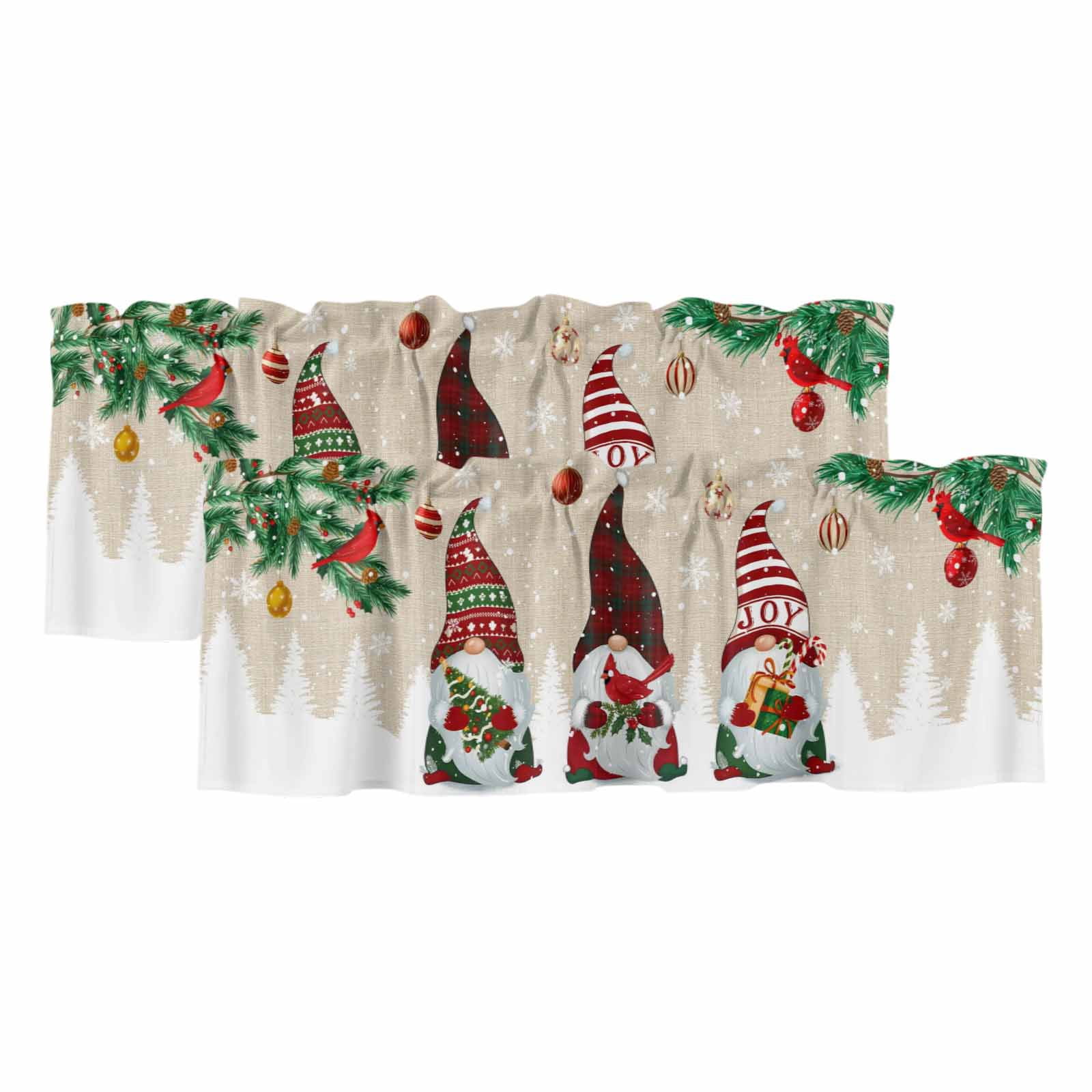 Christmas Gnomes Curtain Valances for Windows, Kitchen Valance Window ...