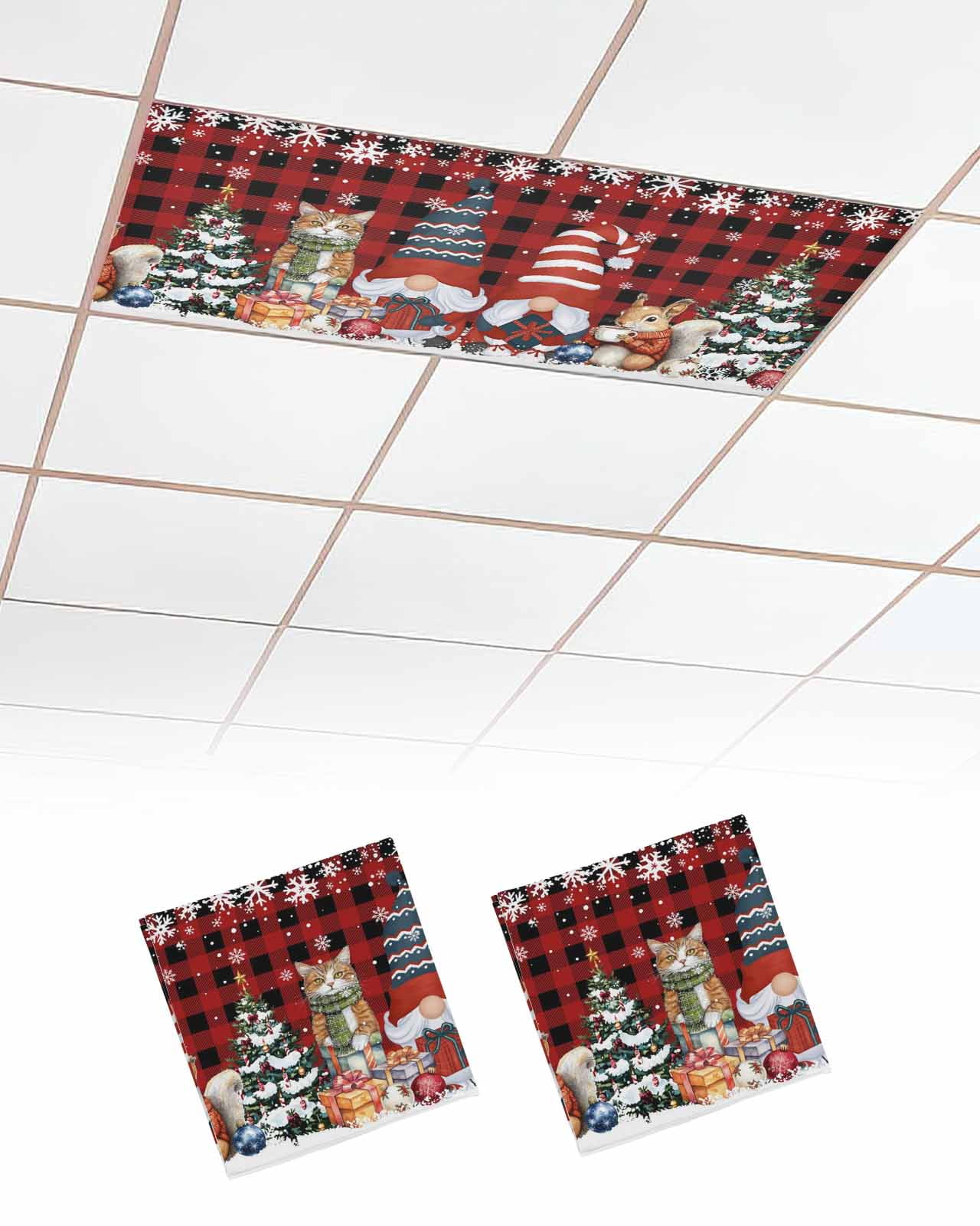 Christmas Gnomes Fluorescent Light Covers for Ceiling Lights 4x2 feet,2 ...