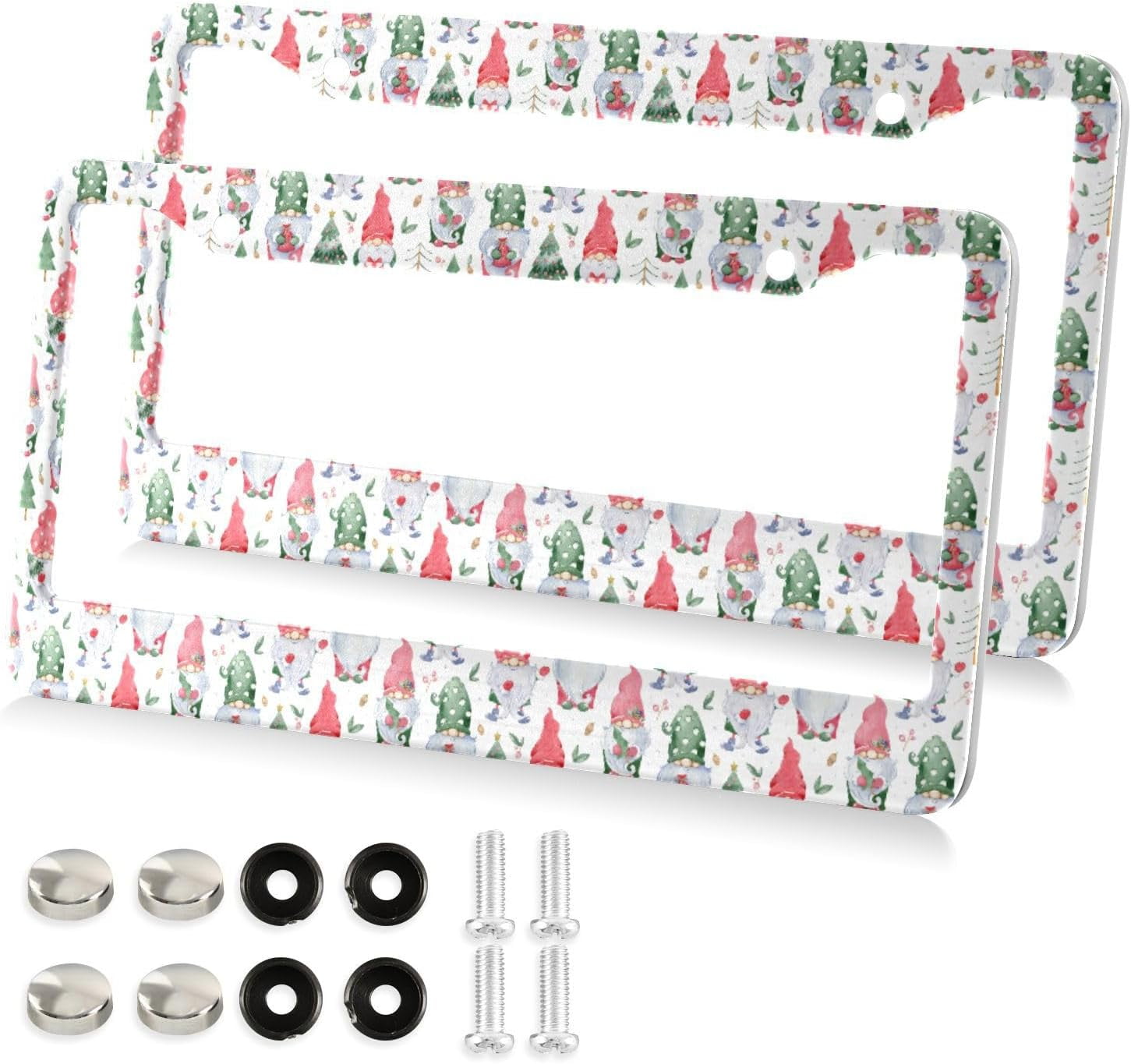 Christmas Gnomes License Plate Frame - 2 Pack Universal Stainless Steel ...