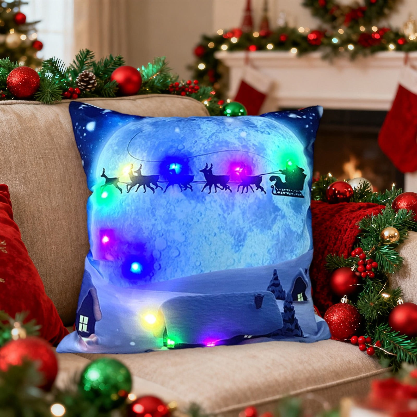 Christmas Gnomes Plush Throw Pillow with LED Night Light,LED Night ...