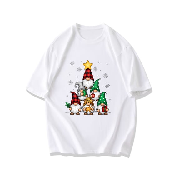 Christmas Gnomes T-Shirt Black Christmas Tree Gnome Pattern Holiday ...