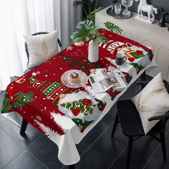 Christmas Gnomes Table Cloth Waterproof Tablecloths, Red Joy Pine ...