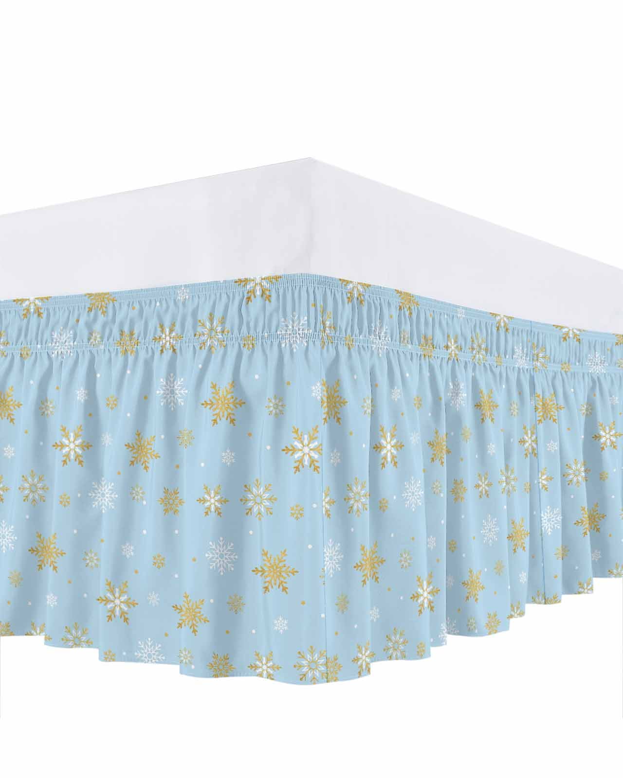 Christmas Gold Bed Skirt and White Snowflake Light Blue Bed Skirts King ...