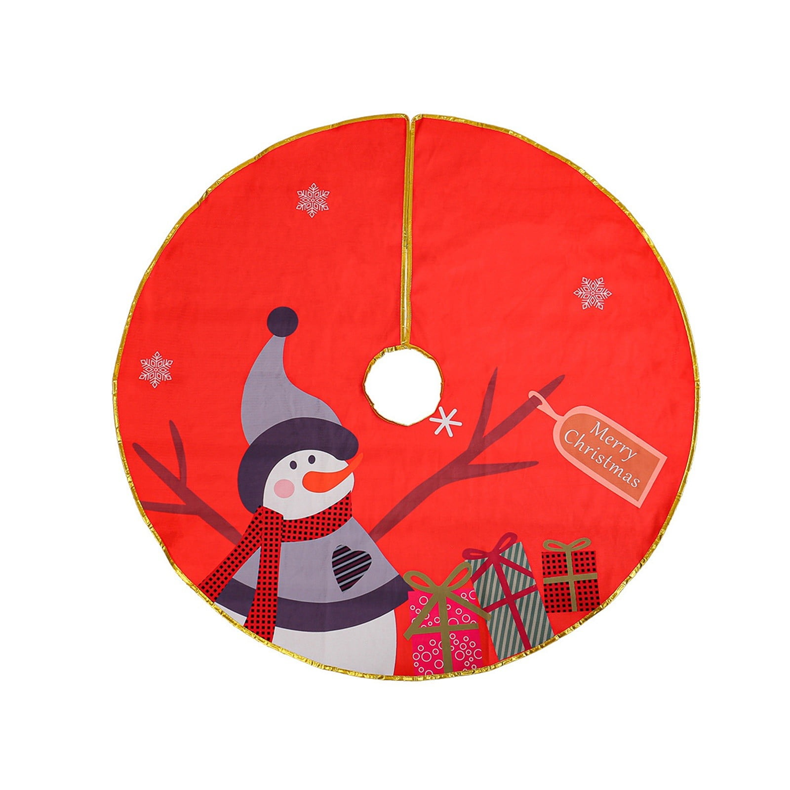Christmas Gold Border Tree Skirt Decoration Ornament Creative Santa ...