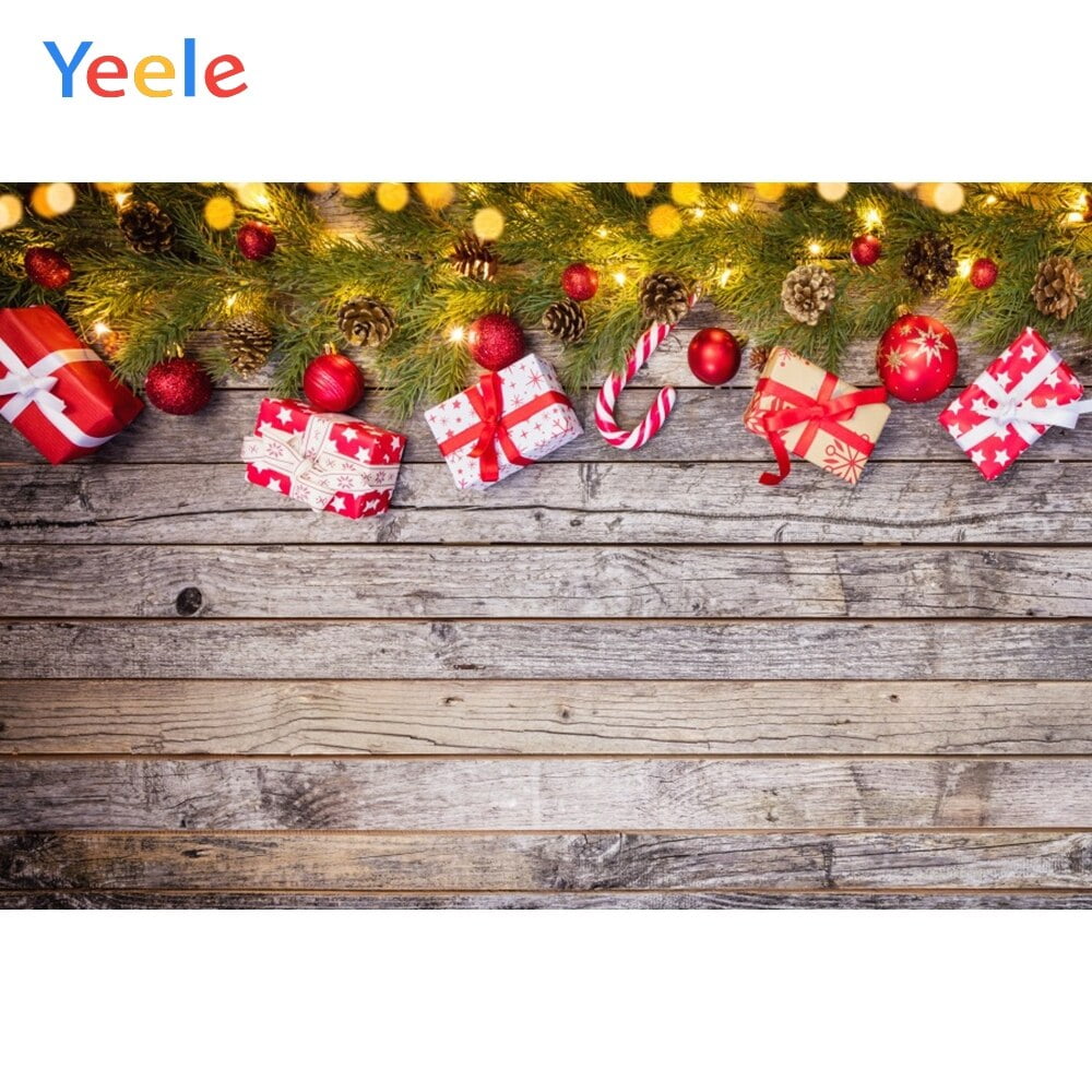 Christmas Gold Light Candy Bar Gift Wooden Floor Decoration Backdrop ...