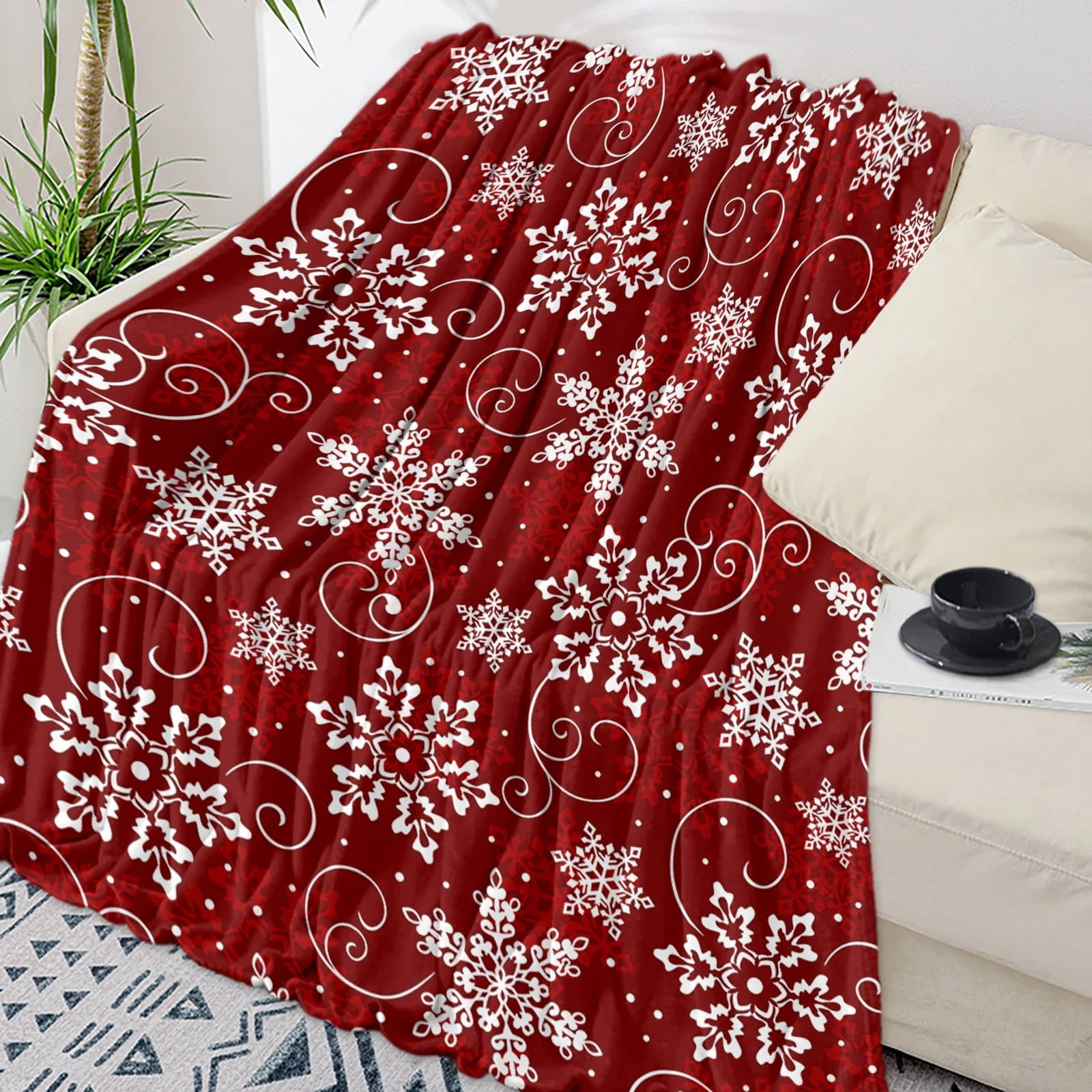 Christmas Golden Snowflake Texture Throw Blanket Christmas Blanket Soft ...