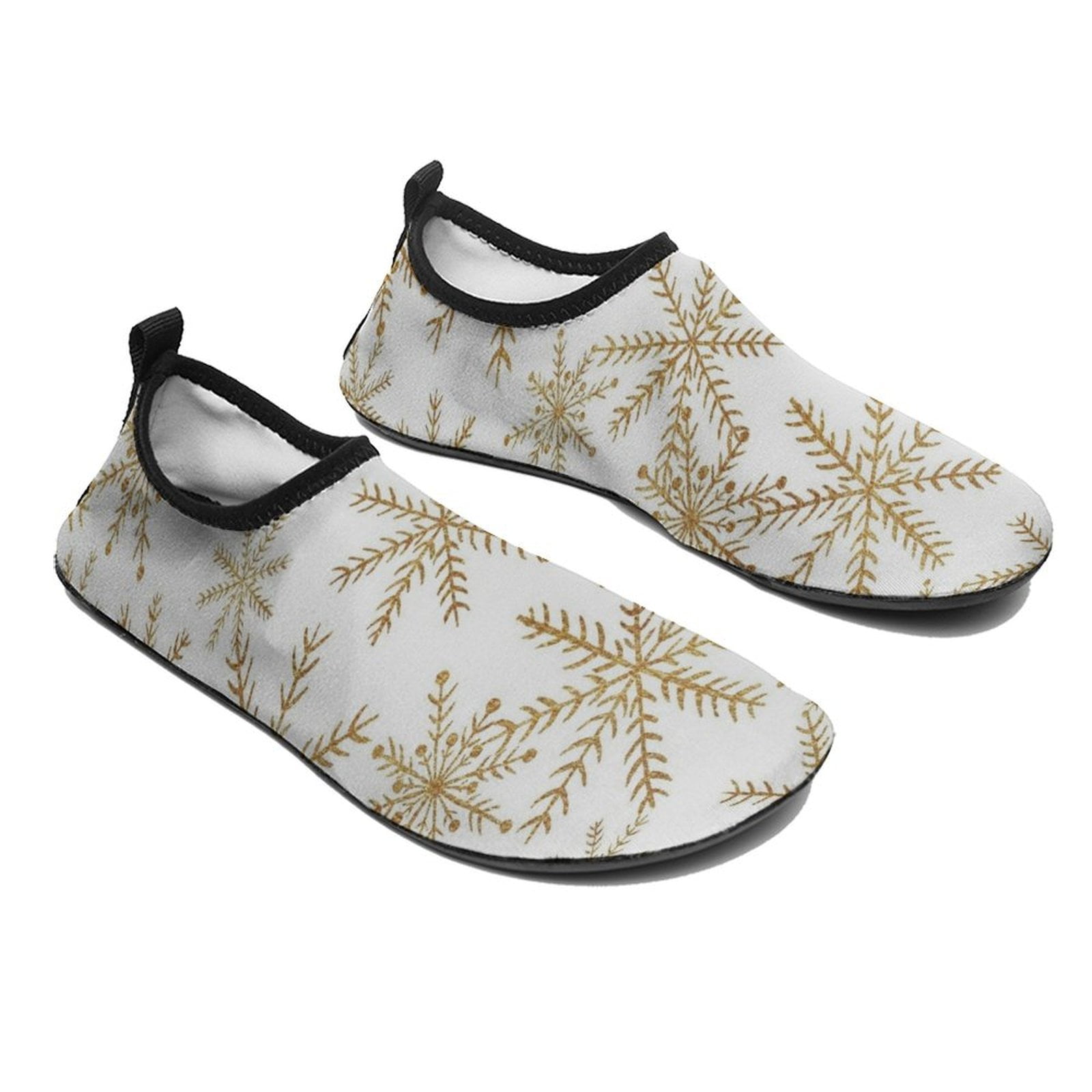 Christmas Golden Snowflakes Water Shoes Beach Slip-on Shoes for Men ...