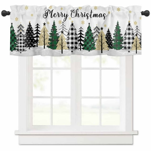 Christmas Golden Valances for Windows, Snowflake Xmas Tree Light ...