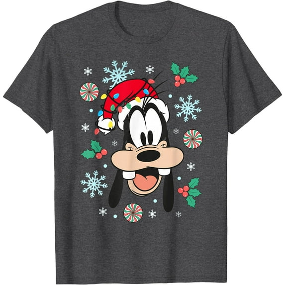 Christmas Goofy Big Face Holiday DTG Print Unisex T-Shirt,Dark Heather ...