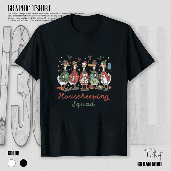 Christmas Goose Festive Holiday Bird Funny Winter Theme Unisex T-Shirt ...