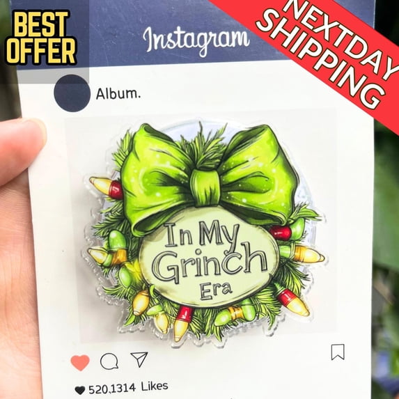 Christmas Green Bow Magsafe Phone Grip – Fun Wreath with Green Bow and ...