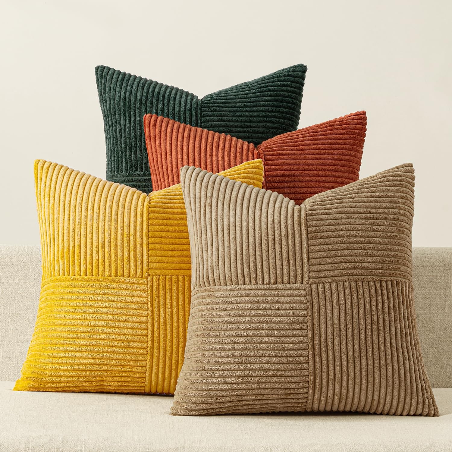 Christmas Green Decorative Throw Pillow Covers 18x18 Inch Set of 4 Boho ...