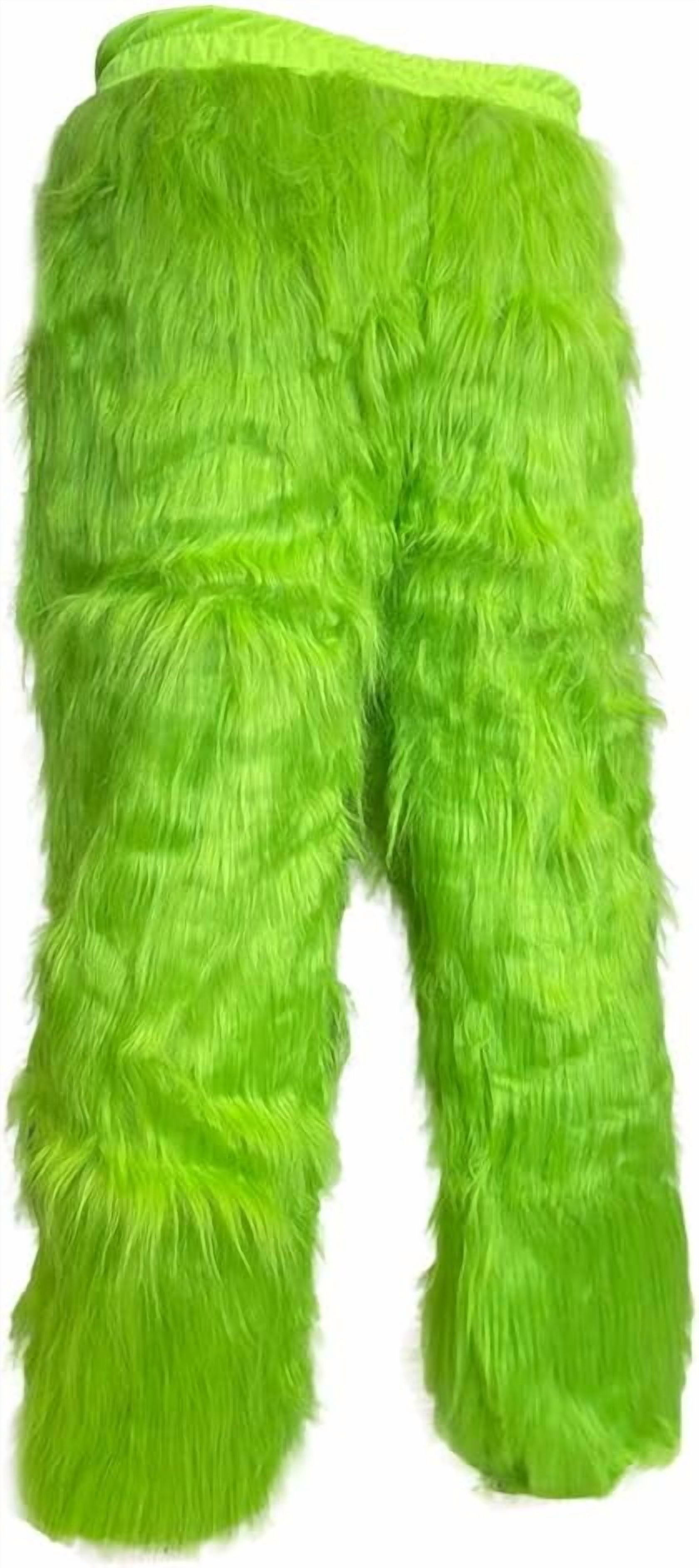 Christmas Green Furry Pants Funny Outfits Props Santa Pants Outfit ...