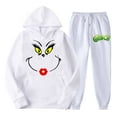 Christmas Green Grinch Hoodies Women's Hooded Sports Tracksuit Unisex Two-Piece Running Outfits ...