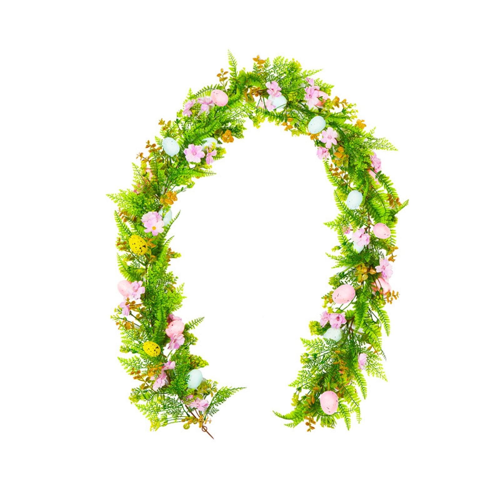 Christmas Green Leaf Plastic Rattan with Colorful Foam Eggs And Flower ...